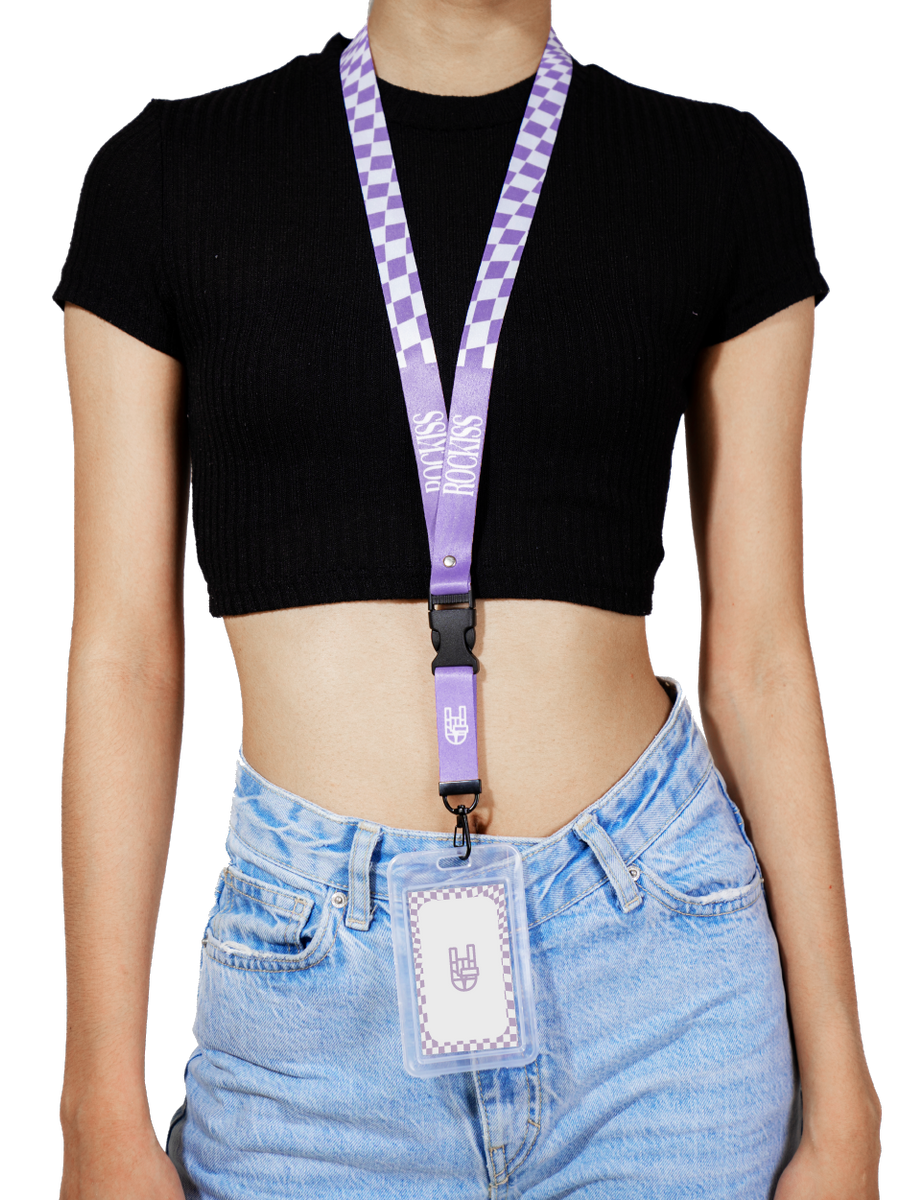 CHECKERED PASTEL PURPLE LANYARD – ROCKISS